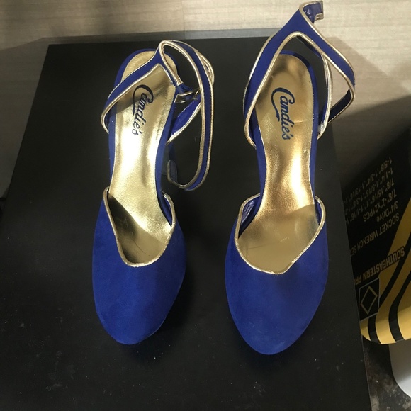 Candie's | Shoes | Womens Blue Suede Heels | Poshmark